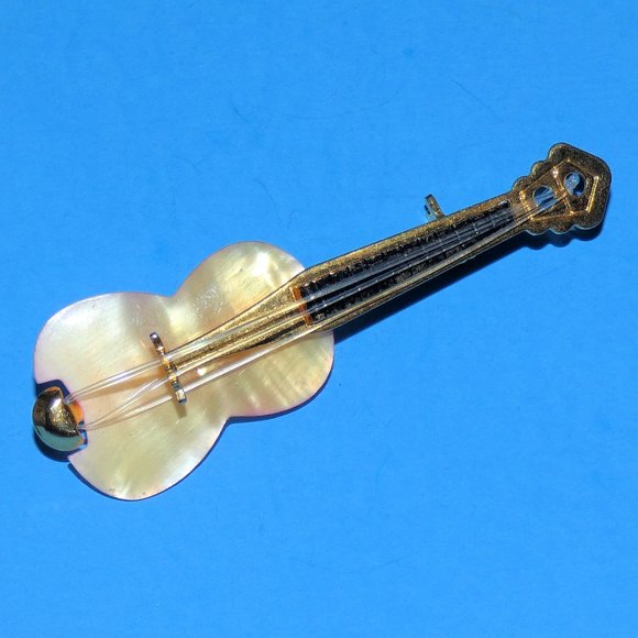 Jewelry | Vintage Guitar Brooch Pin Mother Of Pearl Violin Cello ...